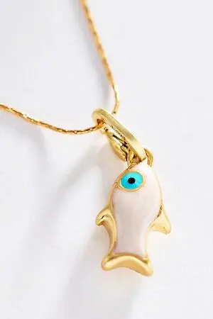 Clare V. Pearl Sardine Charm In Gold-plated Brass