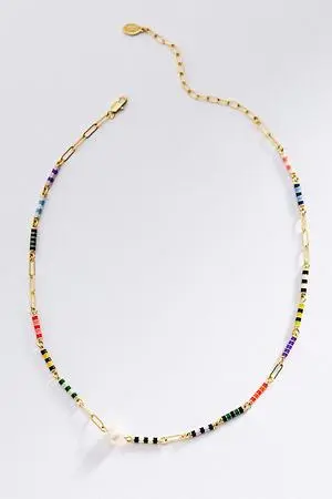 Clare V. Le Stripe Freshwater Pearl Necklace - Multi