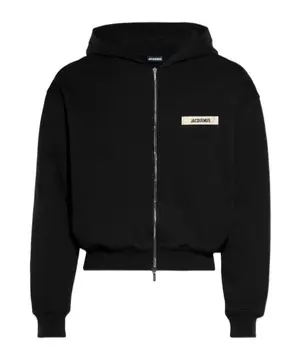 Jacquemus Logo Patch Zip-up Hoodie - Black
