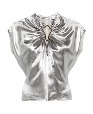 LANVIN Gathered Detail Embellished Top