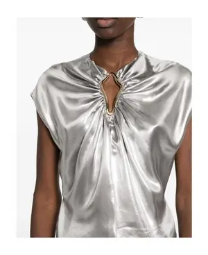 LANVIN Gathered Detail Embellished Top