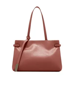 Emporio Armani Strap-detail Leather Shoulder Bag - Reddish Brown