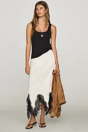 RMN Lucia Sat Midi Skirt - Ivory