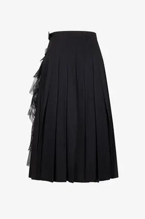 Ermanno Scervino Pleated Midi Skirt With Buckle Detail