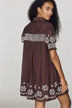 Anthropologie Puff Sleeve Mini Dress - Plum