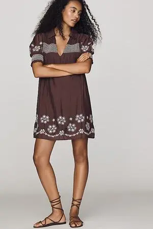 Anthropologie Puff Sleeve Mini Dress - Plum