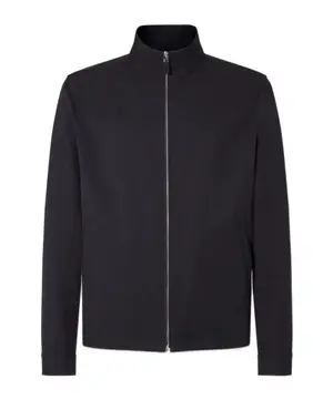 Zegna Zip-up Stand Collar Jacket - Navy Blue