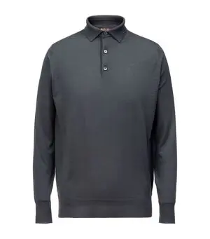 Loro Piana Long Sleeve Polo Shirt - Black