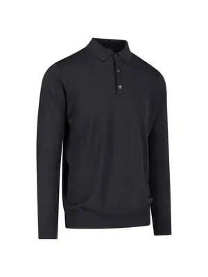 Loro Piana Long Sleeve Polo Shirt - Black