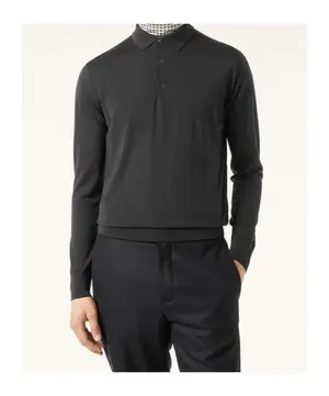 Loro Piana Long Sleeve Polo Shirt - Black