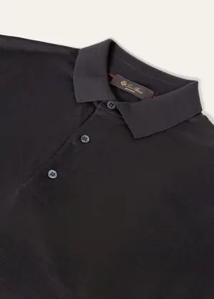 Loro Piana Long Sleeve Polo Shirt - Black