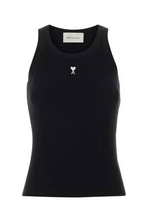 AMI Paris Stretch Cotton Tank Top - Black