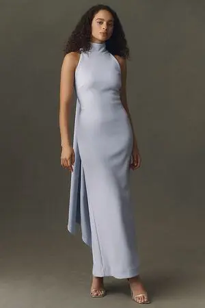 Bhldn High-neck Crepe Maxi Dress