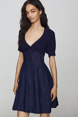 Anthropologie Den 100% Cotton Sweater Mi Dress - Navy