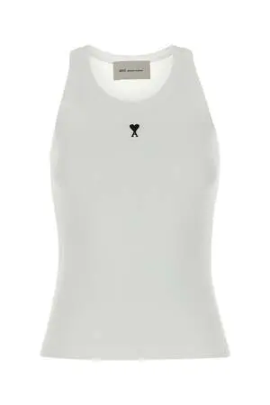 AMI Paris Stretch Cotton Tank Top - White