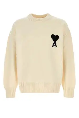 AMI Paris Ivory Wool Sweater - White