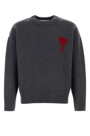 AMI Paris Dark Wool Sweater - Grey
