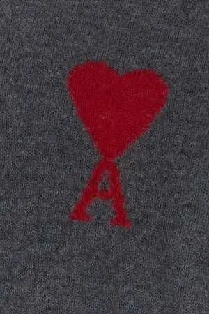 AMI Paris Pure Virgin Wool Crew Neck Sweater With De Coeur Embroidery