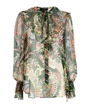 Etro Floral-printed Ruffled Shirt