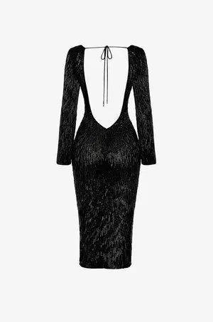 Dolce & Gabbana Long Sleeve Open Back Sequin Dress