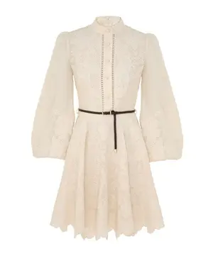 Zimmermann Ottie Embroidered Mini Dress - Nude