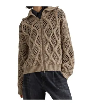 Brunello Cucinelli Knit Zip-up Sweater With Fine Rib Trimming
