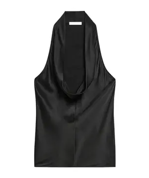 Helmut Lang Silk U-neck Top - Black