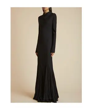 Khaite Long-sleeved Asymmetrical Dress With Scarf Neckline