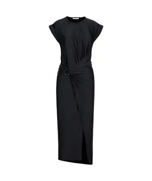 Rabanne Gathered-detail Draped Midi Dress - Black