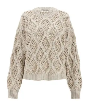 Brunello Cucinelli Sequin Embellished Knitted Jumper - Beige