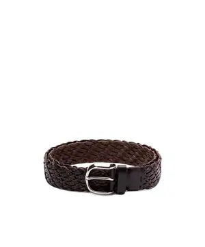 Brunello Cucinelli Braided Leather Belt - Dark Brown