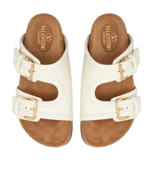 Valentino Garavani Logo Plaque Double-strap Slip-on Slides