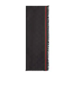 Gucci Gg Web Trim Stole - Black