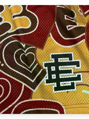 ERIC EMANUEL Heart-print Mesh Shorts - Yellow