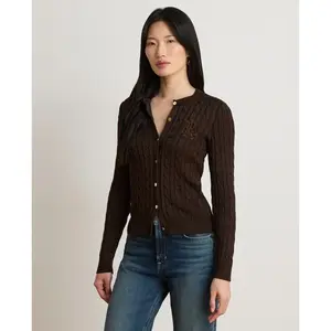 Ralph Lauren Cable-knit Cotton-blend Cardigan - Circuit Brown