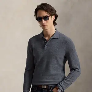 Ralph Lauren Striped Performance Polo-collar Sweater - Navy Combo