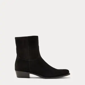 Ralph Lauren Calfskin Suede Western Boot - Black