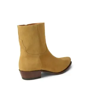 Ralph Lauren Calfskin Suede Western Boots - Caramel