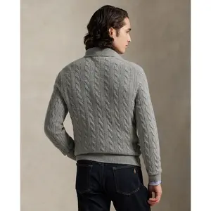 Ralph Lauren Cable-knit Wool-cashmere V-neck Sweater - Fawn Grey Heather