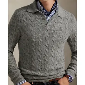 Ralph Lauren Cable-knit Wool-cashmere V-neck Sweater - Fawn Grey Heather