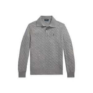 Ralph Lauren Cable-knit Wool-cashmere V-neck Sweater - Fawn Grey Heather