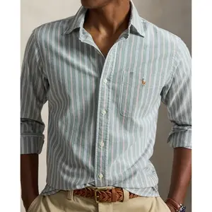 Ralph Lauren Classic Fit Striped Oxford Shirt - Green Red Multi