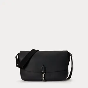 Ralph Lauren Polo Id Pebbled Leather Messenger Bag - Black
