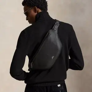 Ralph Lauren Polo Id Pebbled Leather Waistpack - Black