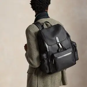 Ralph Lauren Polo Id Pebbled Leather Backpack - Black