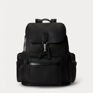 Ralph Lauren Polo Id Pebbled Leather Backpack - Black