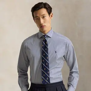 Ralph Lauren Custom Fit Striped Poplin Shirt - Navy/white