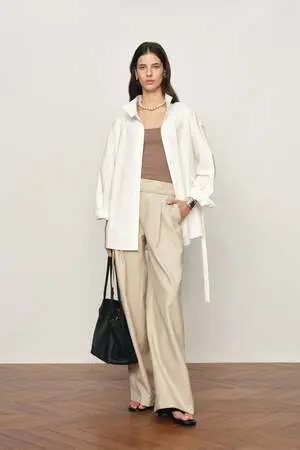 Fabrique Oversized Belted Shirt Jacket With Stand Collar