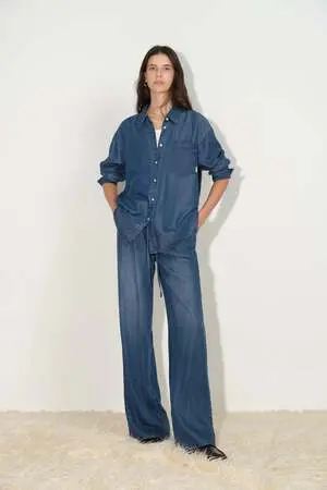 Fabrique Eva Vintage Airy Lyocell Denim Shirt - Blue