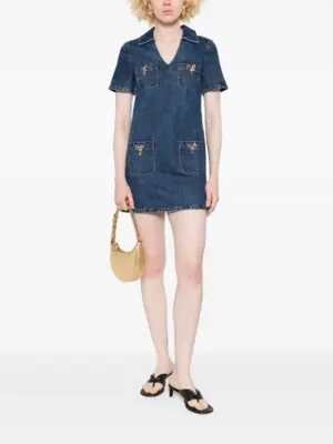 SELF-PORTRAIT V-neck Denim Dress
